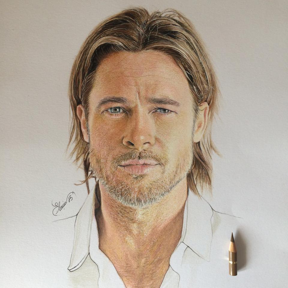 Brad pitt colored pencil drawing » ART GALLERY
